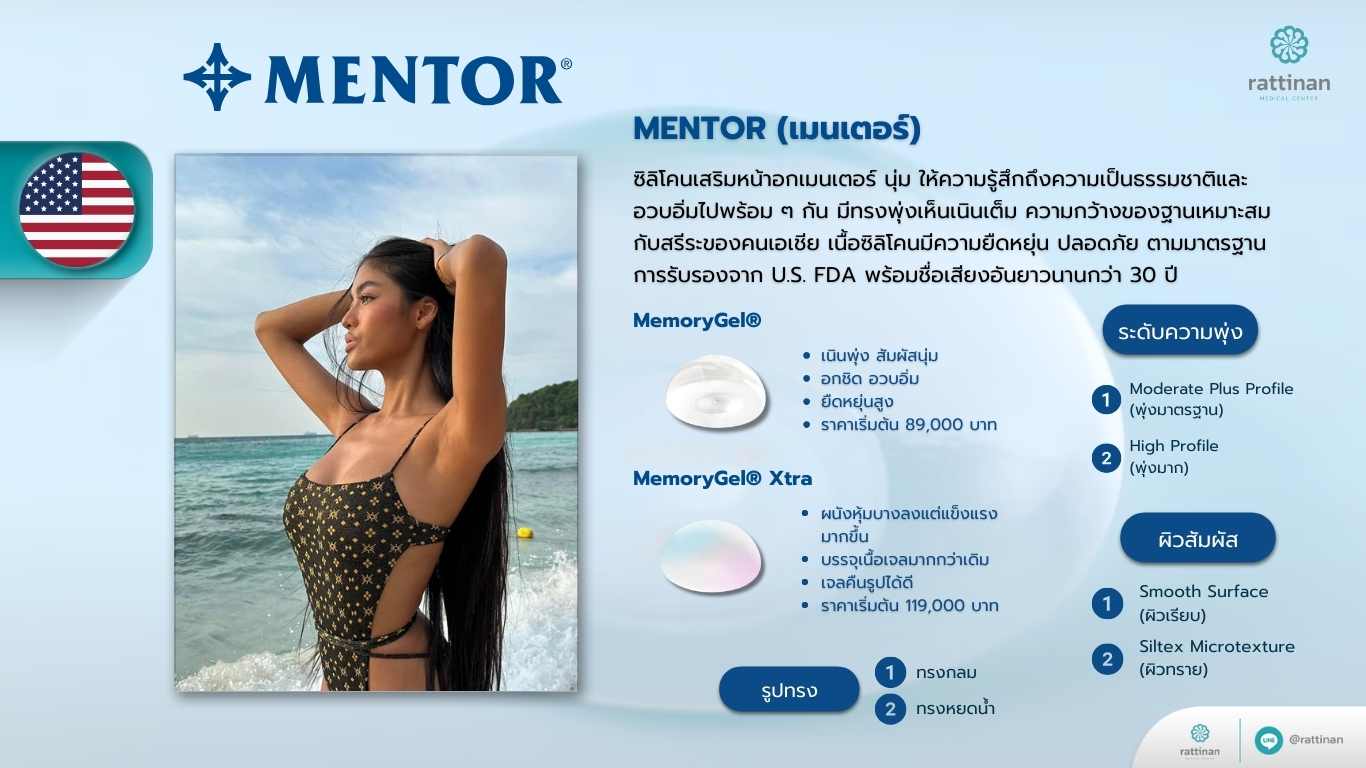ซิลิโคน Mentor อัปไซส์อกสวย ปลอดภัยและดูธรรมชาติ มีกี่รุ่น ราคาเท่าไหร่